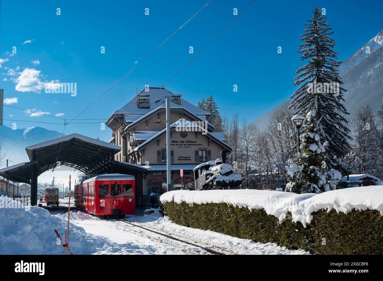 France, Haute Savoie, Mont Blanc massif, Chamonix, the departure ...
