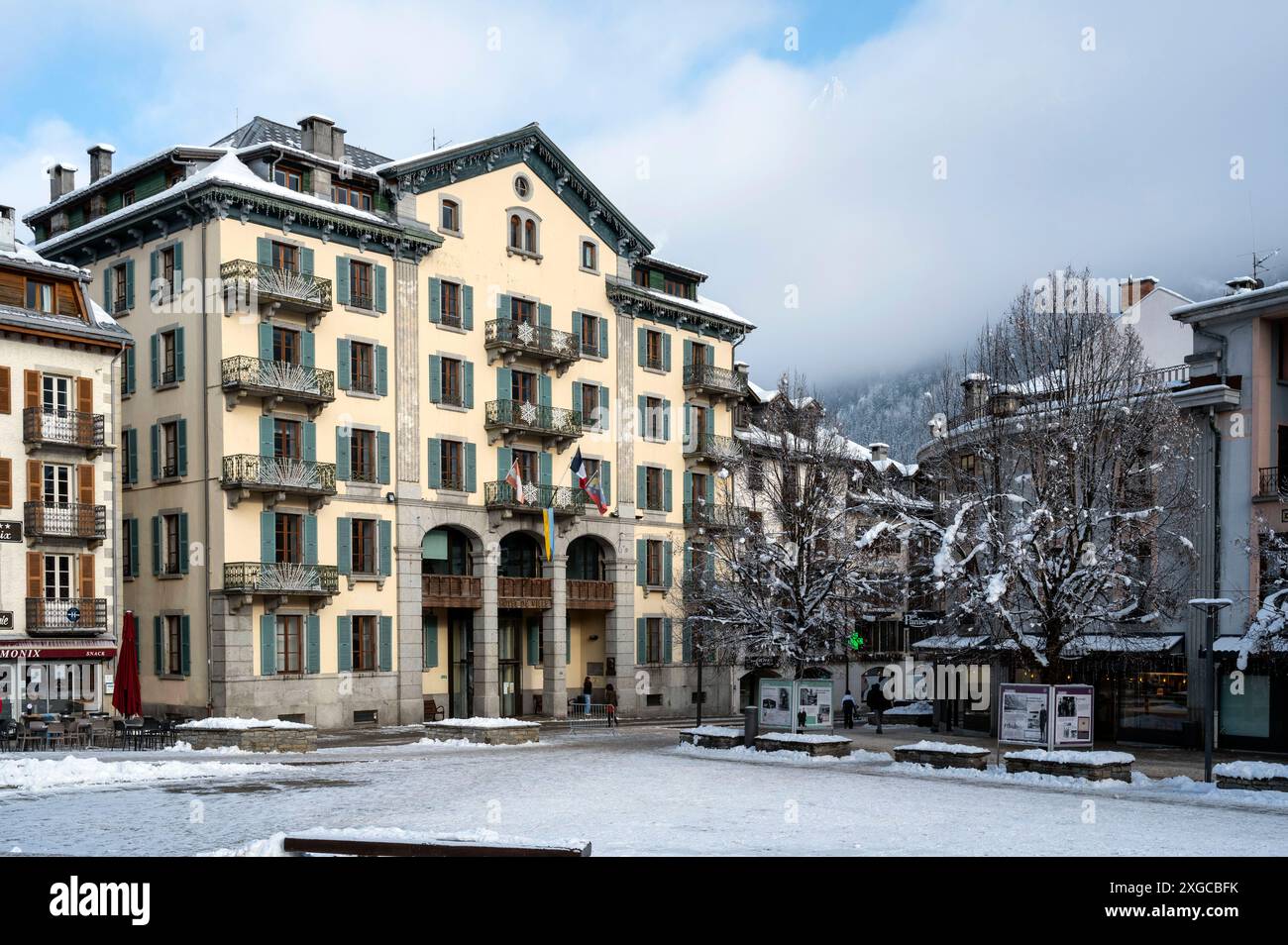 France, Haute Savoie, Mont Blanc massif, Chamonix, the town hall on the ...