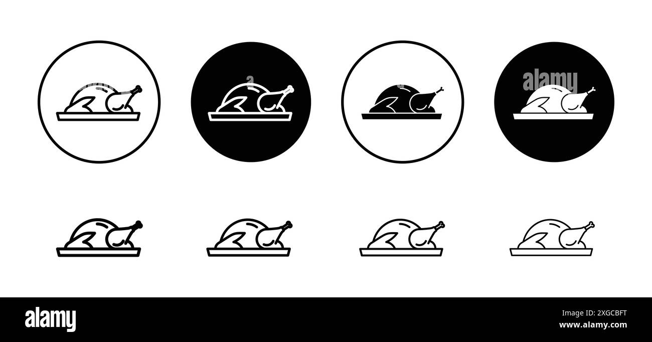 Roasted chicken turkey icon vector logo set collection for web app ui ...