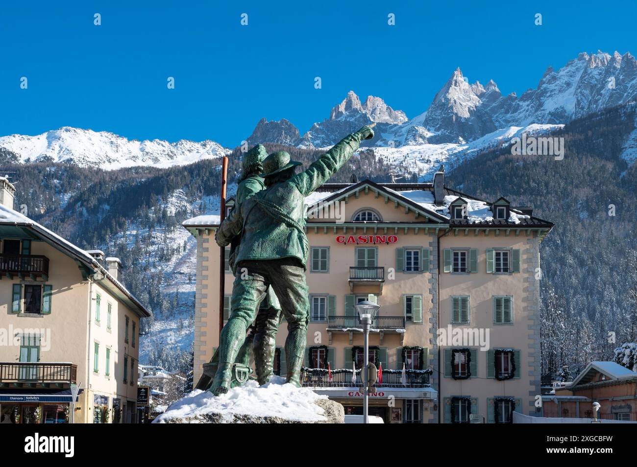 France, Haute Savoie, Mont Blanc massif, Chamonix, Place Balmat the ...