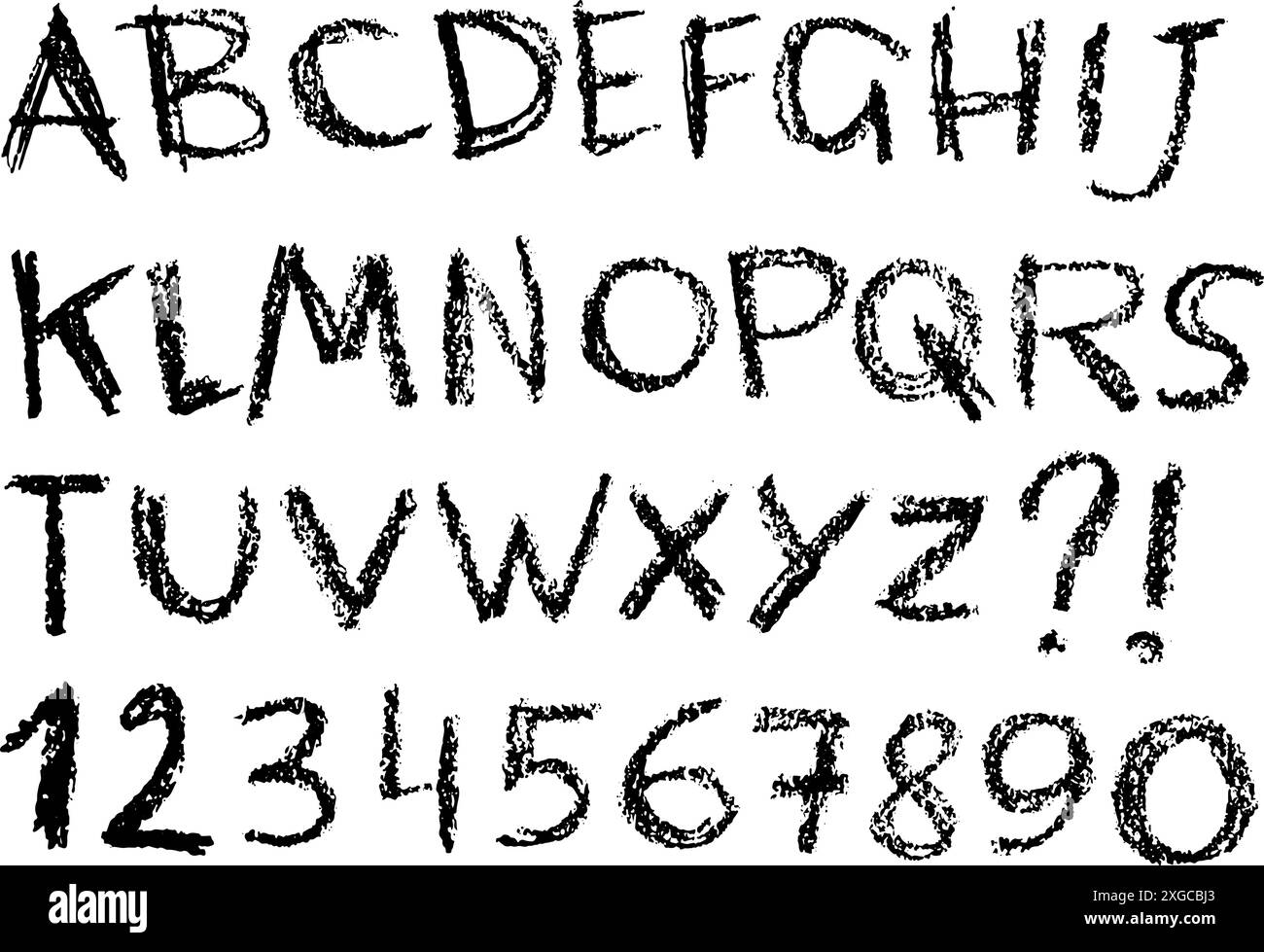 Hand Drawn Grunge Chalk Textured Font Stock Vector Image & Art - Alamy