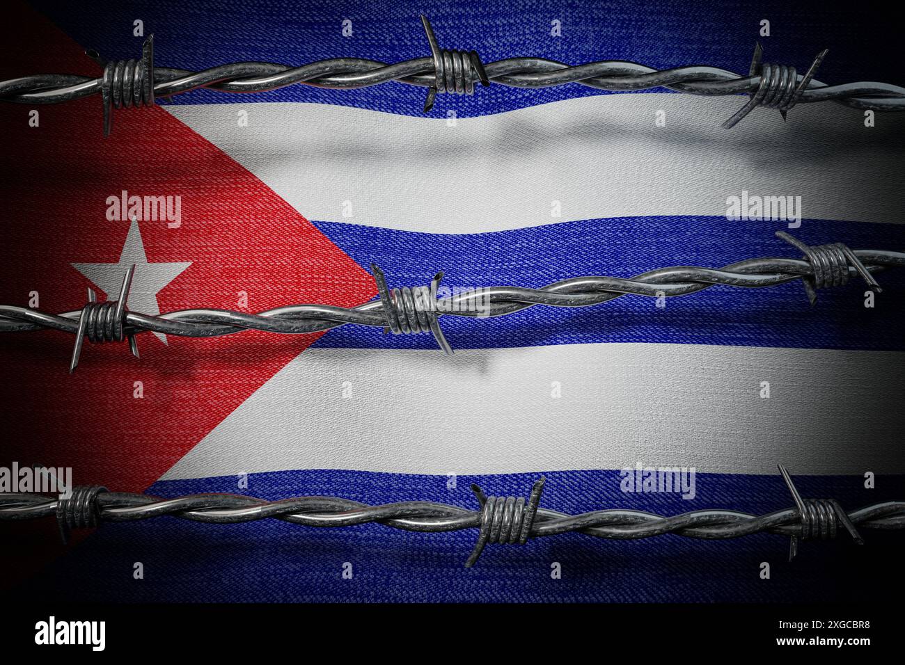 Cuba flag and barbed wire - 3d illustration Stock Photo - Alamy