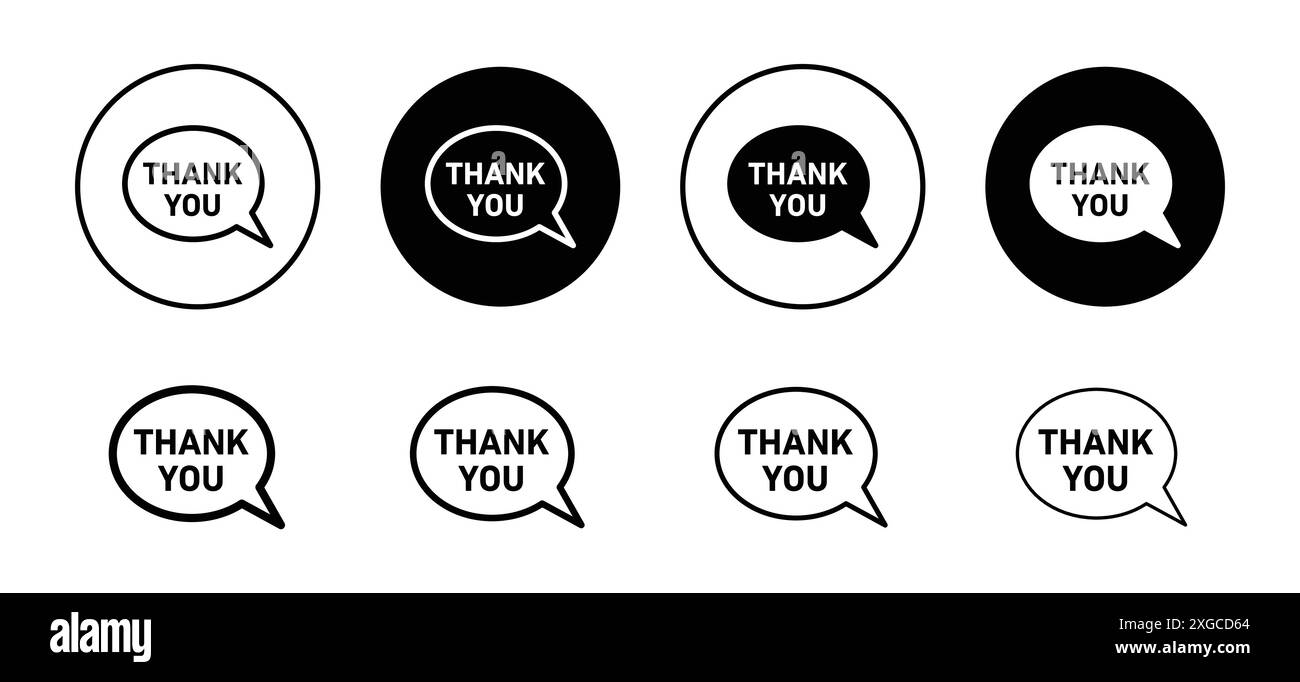 Speech bubbles thank you icon vector logo set collection for web app ui ...