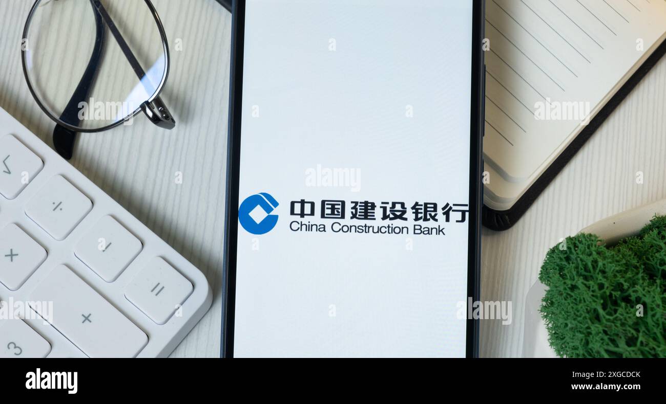 New York, USA - 11 June 2024: China Construction Bank Logo on Phone ...