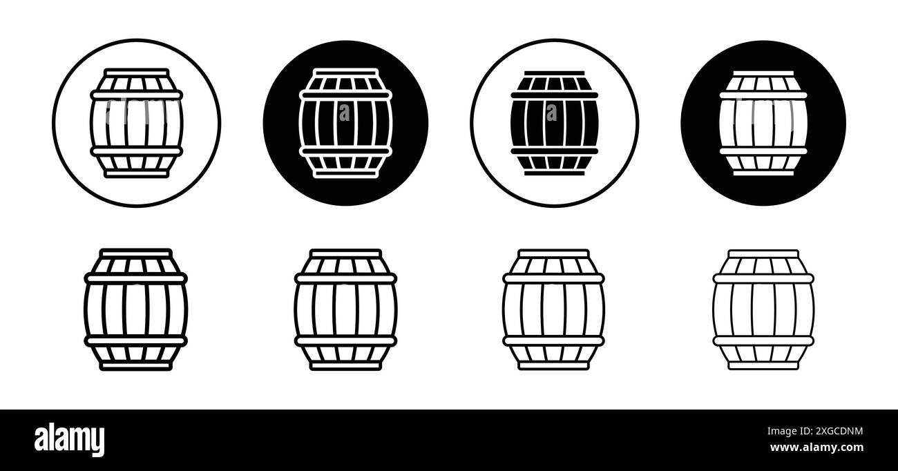Wooden barrel icon vector logo set collection for web app ui Stock ...