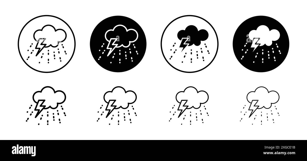 Thunderstorm icon vector logo set collection for web app ui Stock ...