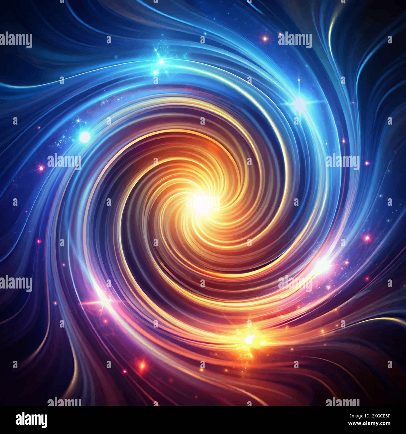 Swirling light vortex with depth effects, abstract energy flow background design, vector ...