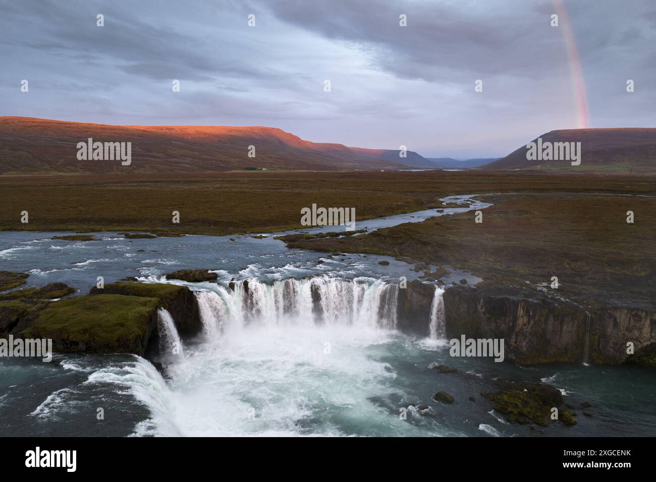 Iceland, Northeastern Region, Godafoss Waterfall (aerial view Stock ...