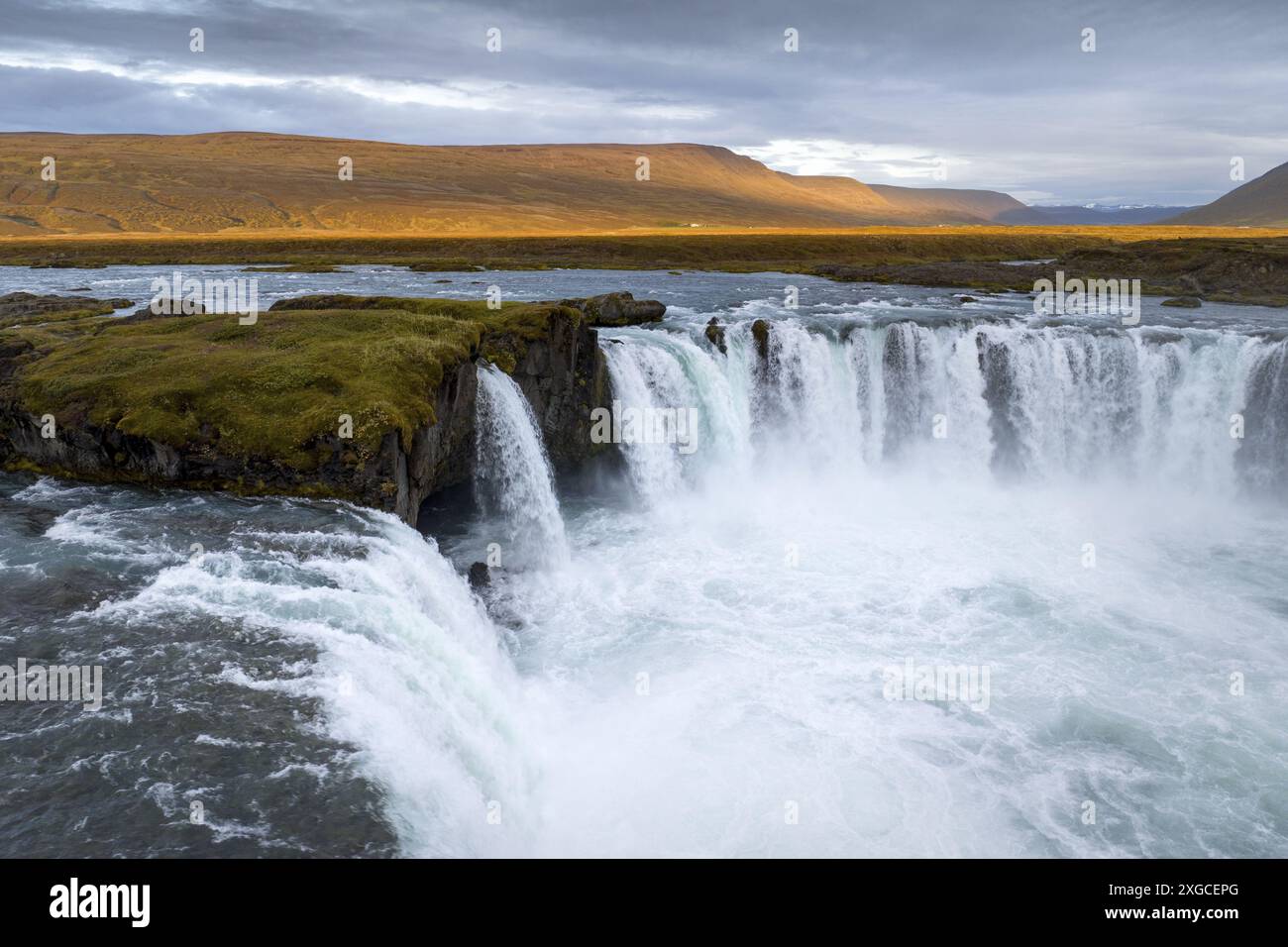 Iceland, Northeastern Region, Godafoss Waterfall (aerial view Stock ...