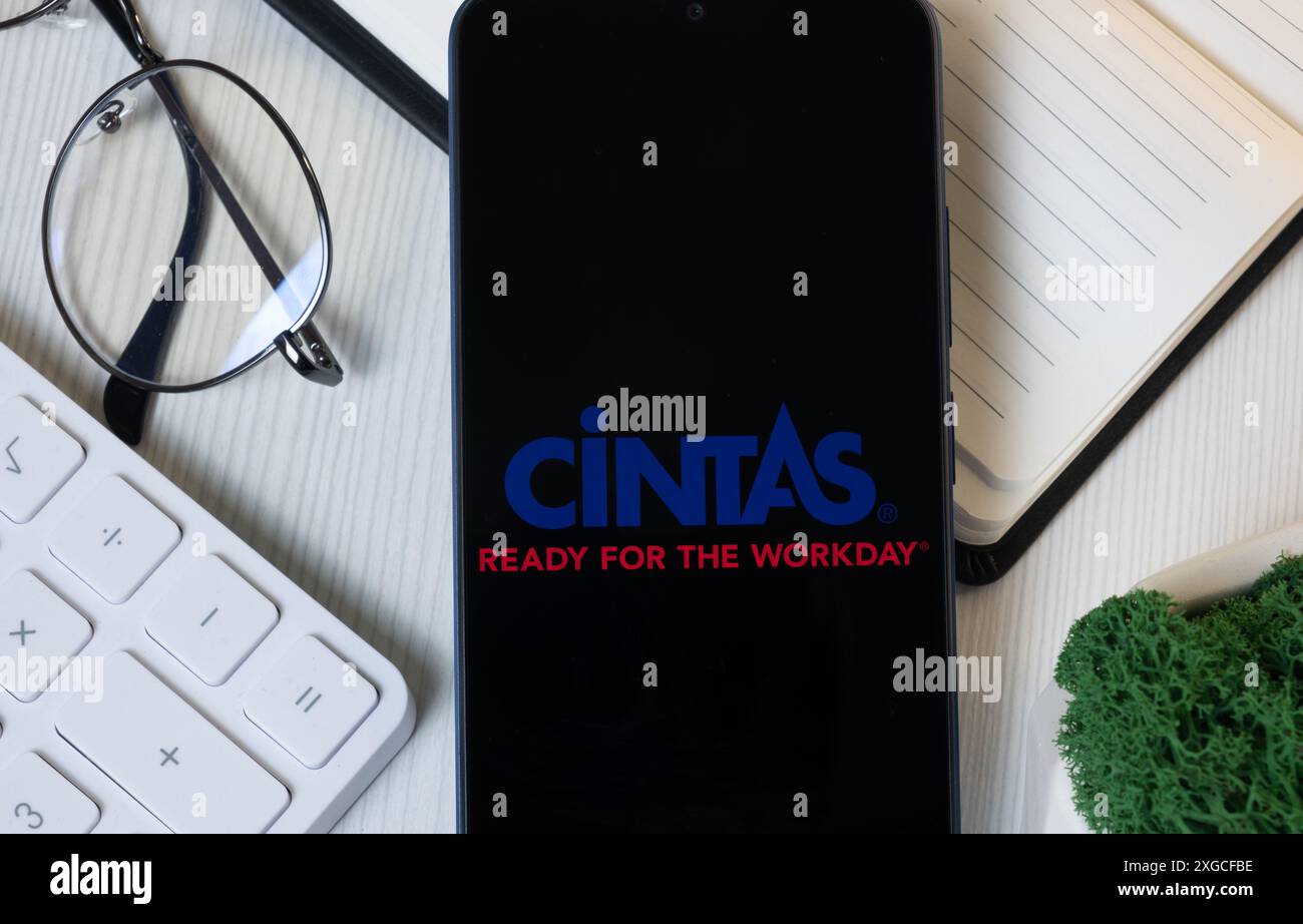 New York, USA - 11 June 2024: Cintas Logo on Phone Screen, Company Icon ...