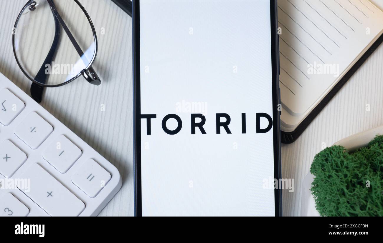 New York, USA - 11 June 2024: Torrid Logo on Phone Screen, Company Icon ...