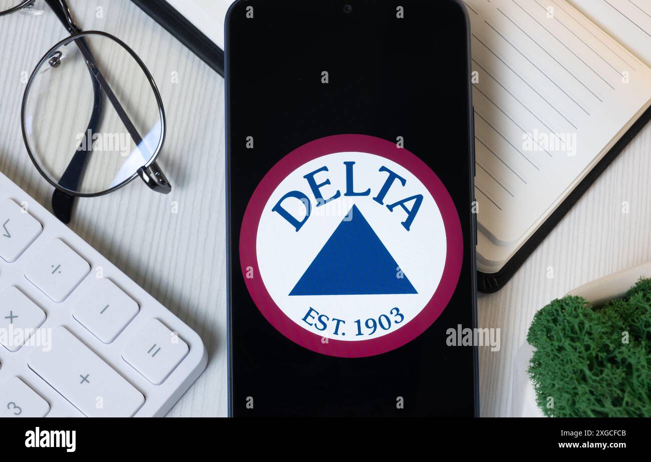 New York, USA - 11 June 2024: Delta Apparel Logo on Phone Screen ...