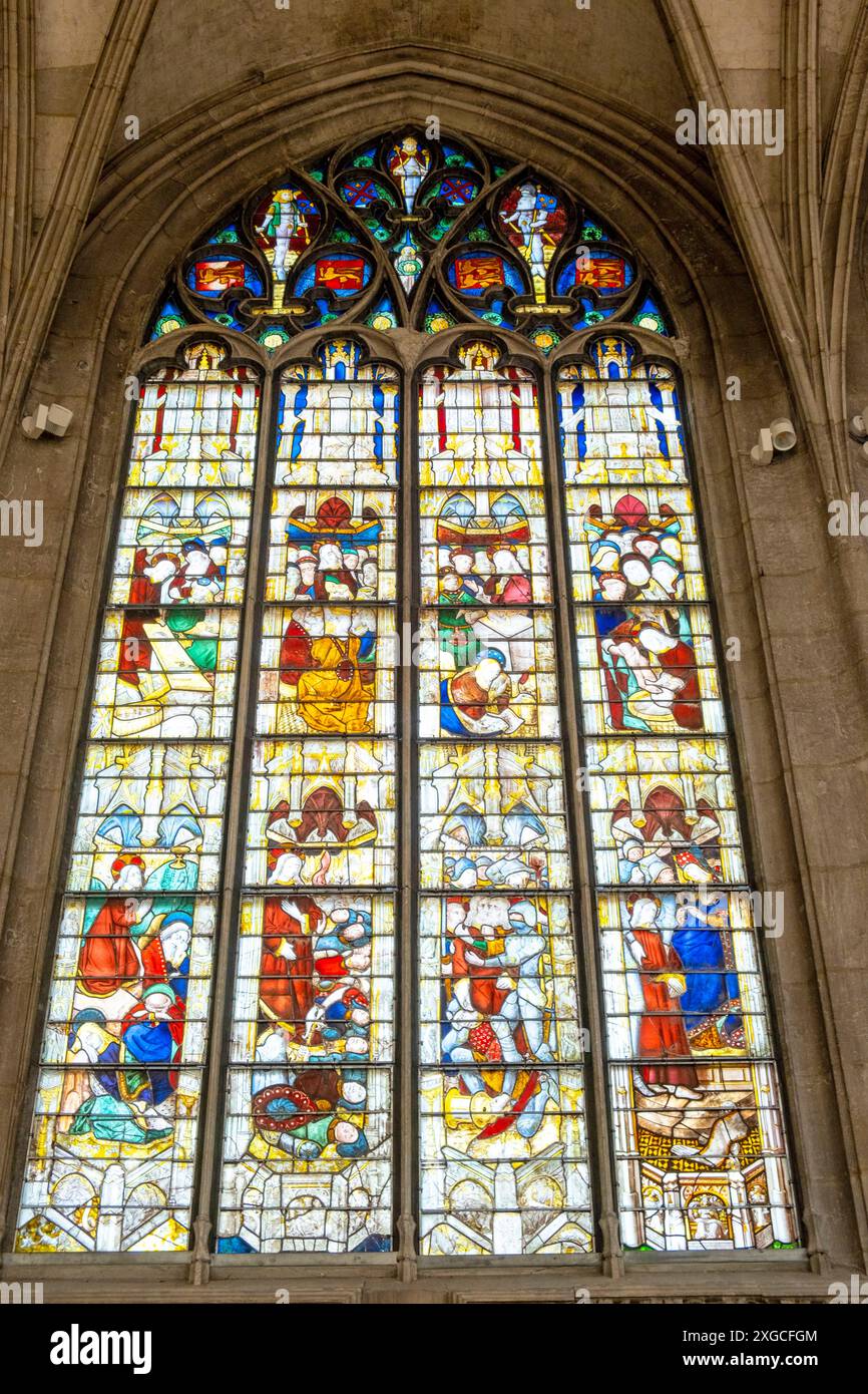 France, Eure, Evreux, the cathedral, stained glass windows of the ...