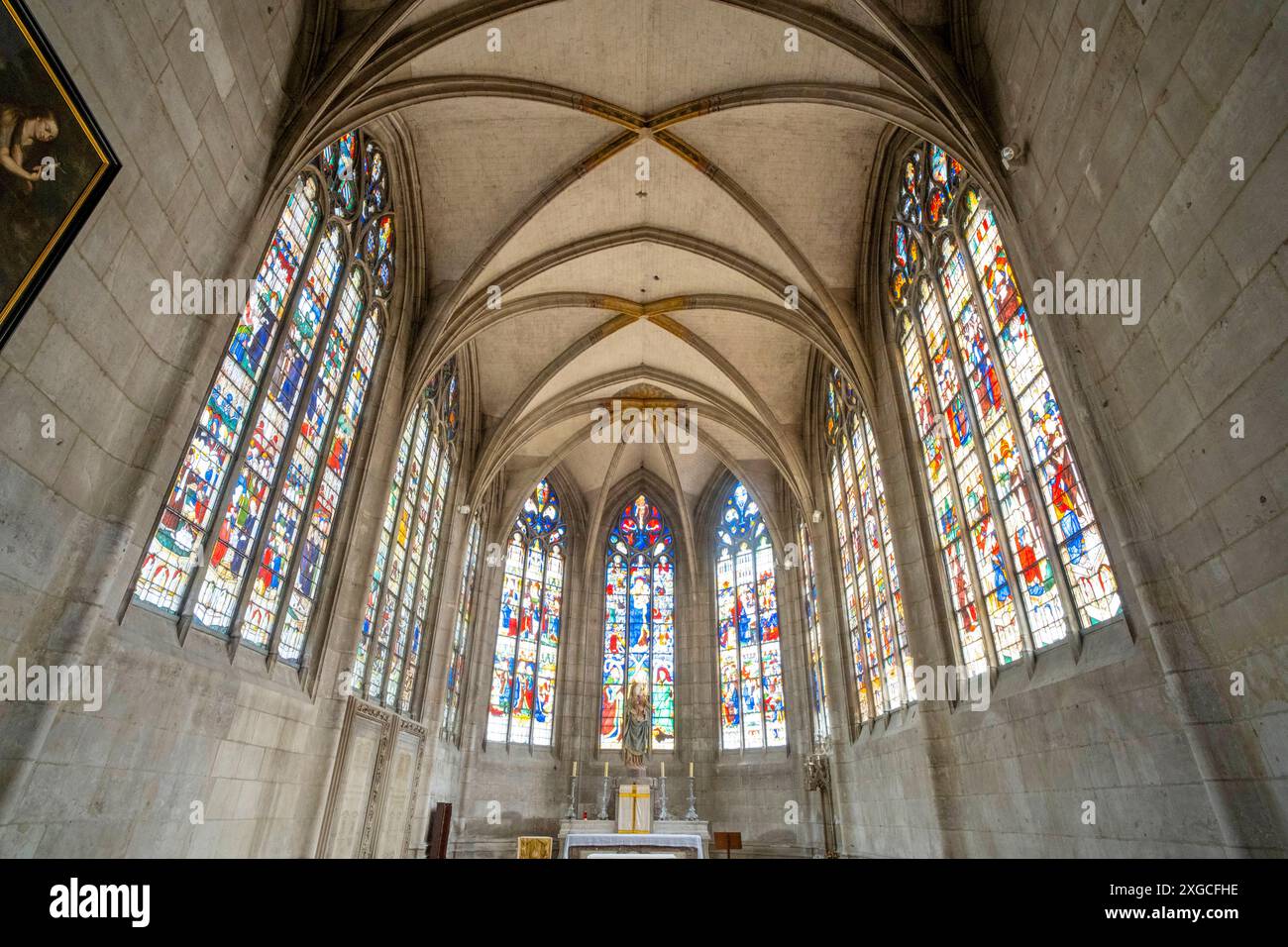 France, Eure, Evreux, the cathedral, stained glass windows of the ...