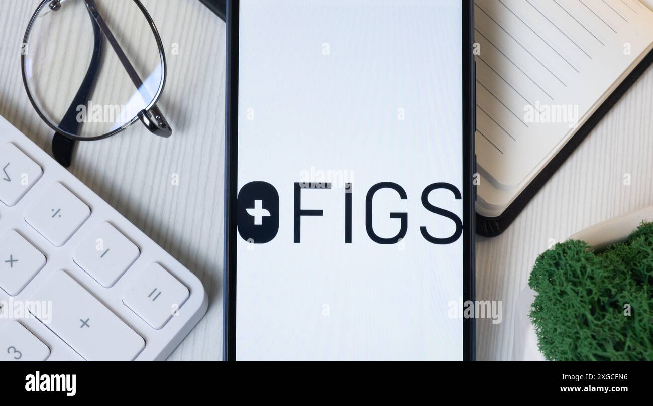 New York, USA - 11 June 2024: FIGS Logo on Phone Screen, Company Icon ...