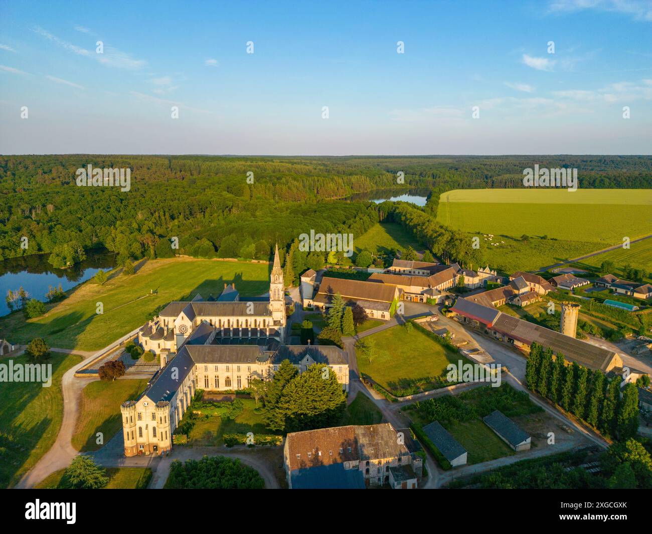 France, Orne, Soligny la Trappe, the abbey of La Trappe (aerial view ...
