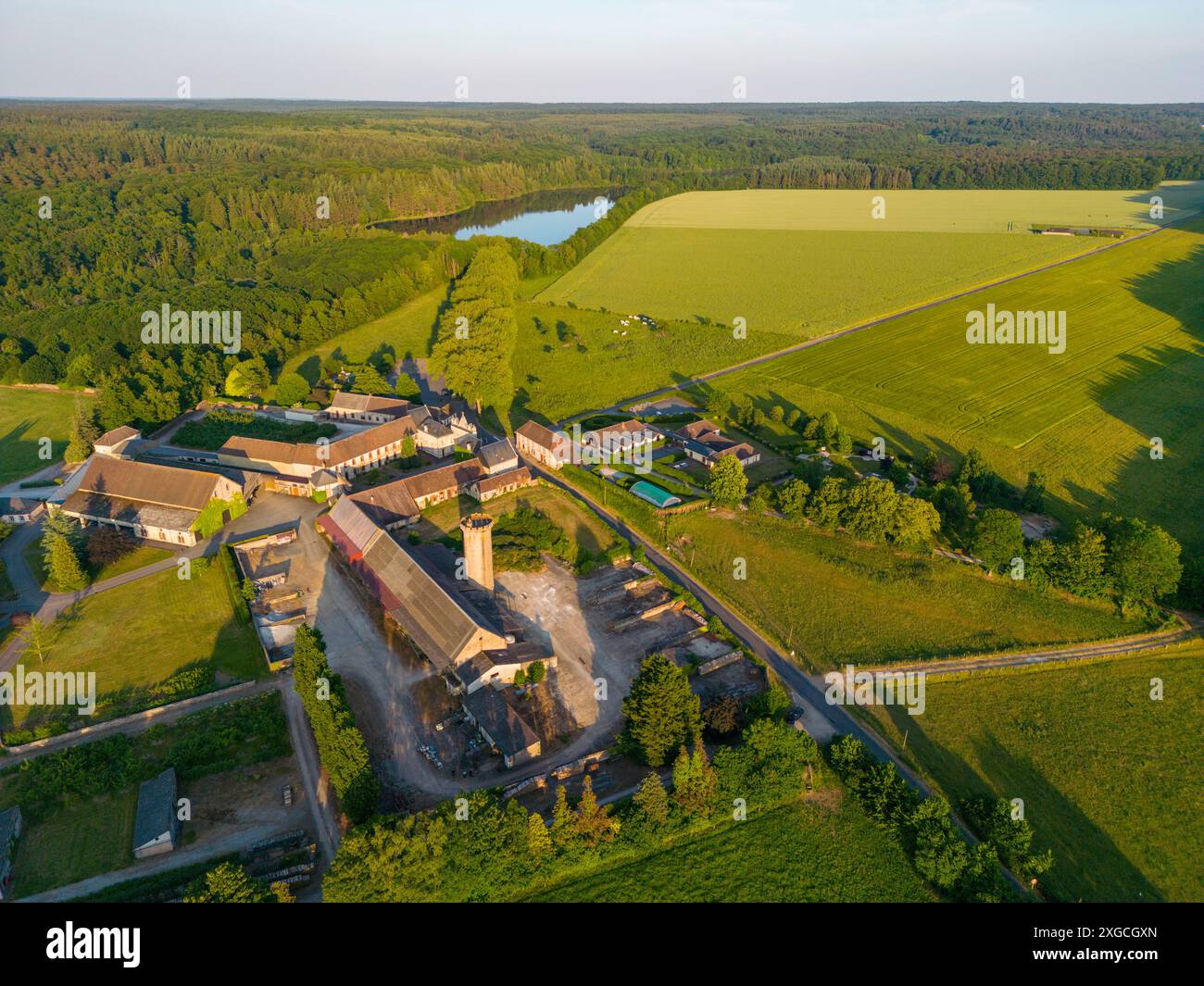 France, Orne, Soligny la Trappe, the abbey of La Trappe (aerial view ...