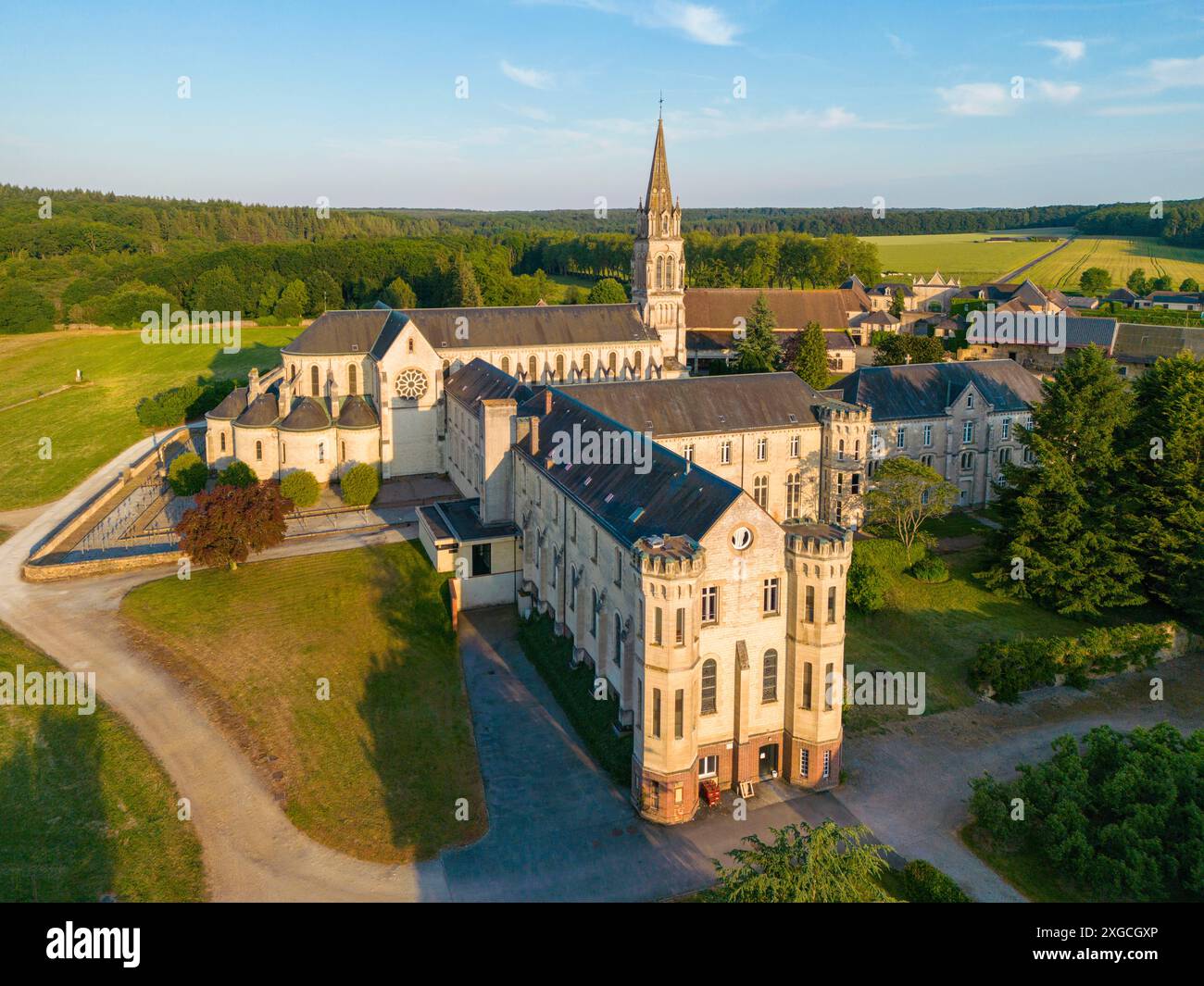 France, Orne, Soligny la Trappe, the abbey of La Trappe (aerial view ...