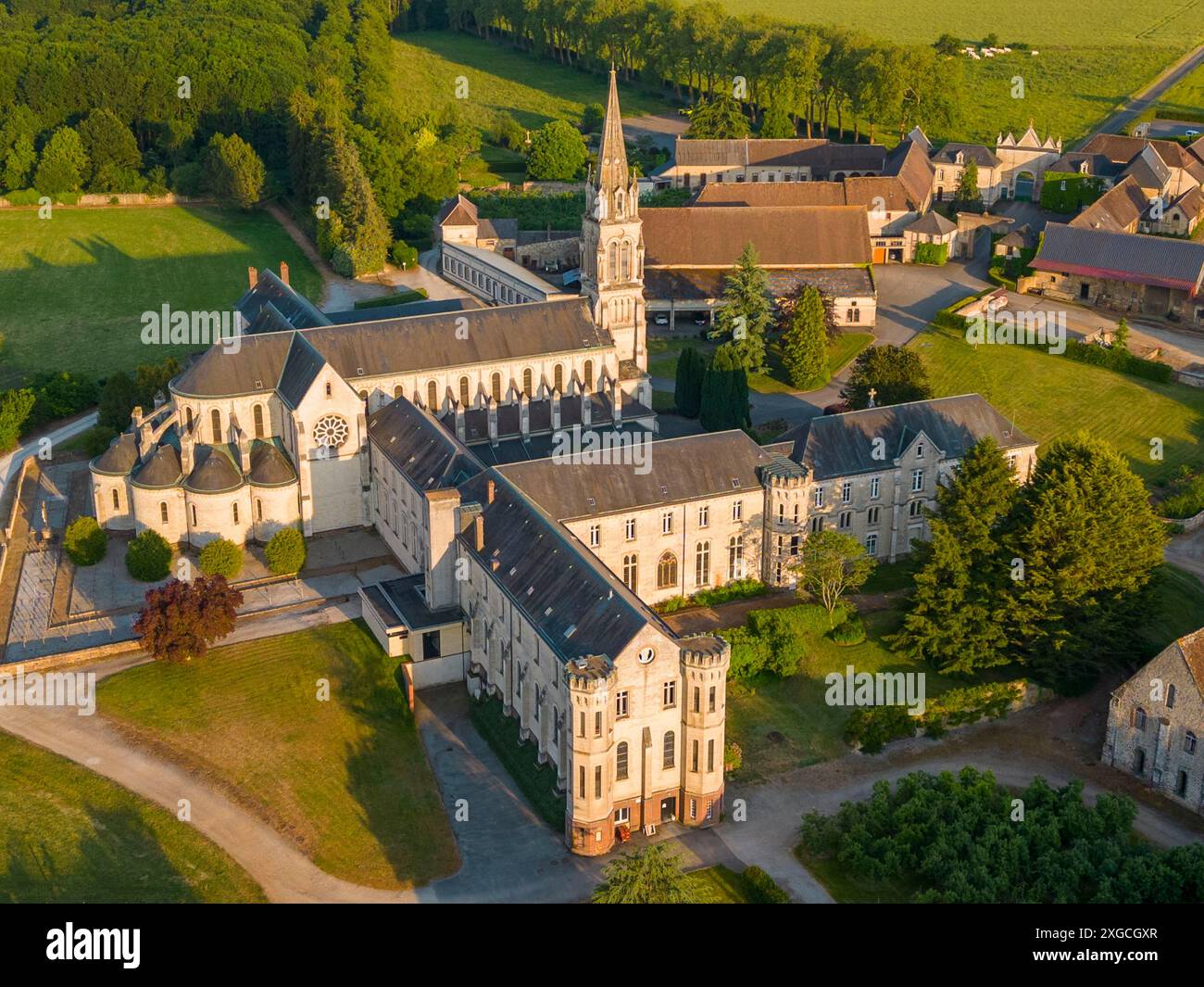 France, Orne, Soligny la Trappe, the abbey of La Trappe (aerial view ...