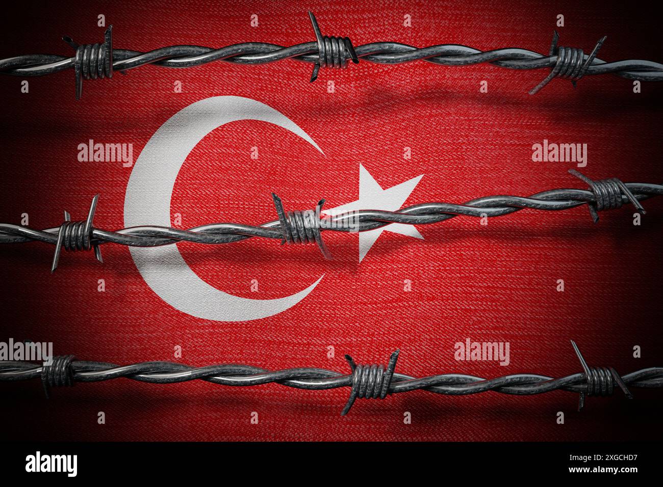 Turkey flag and barbed wire - 3d illustration Stock Photo - Alamy