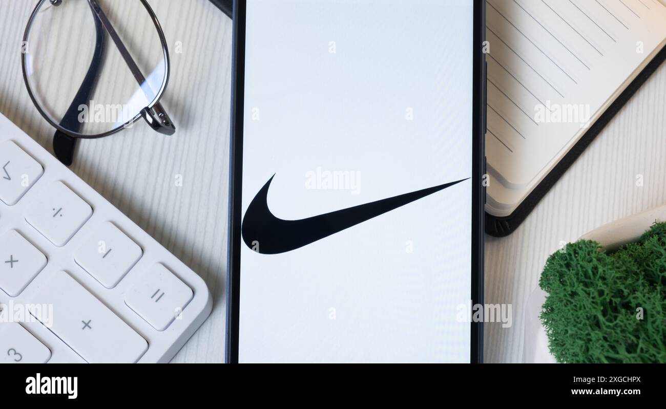 New York, USA - 11 June 2024: Nike Logo on Phone Screen, Company Icon ...