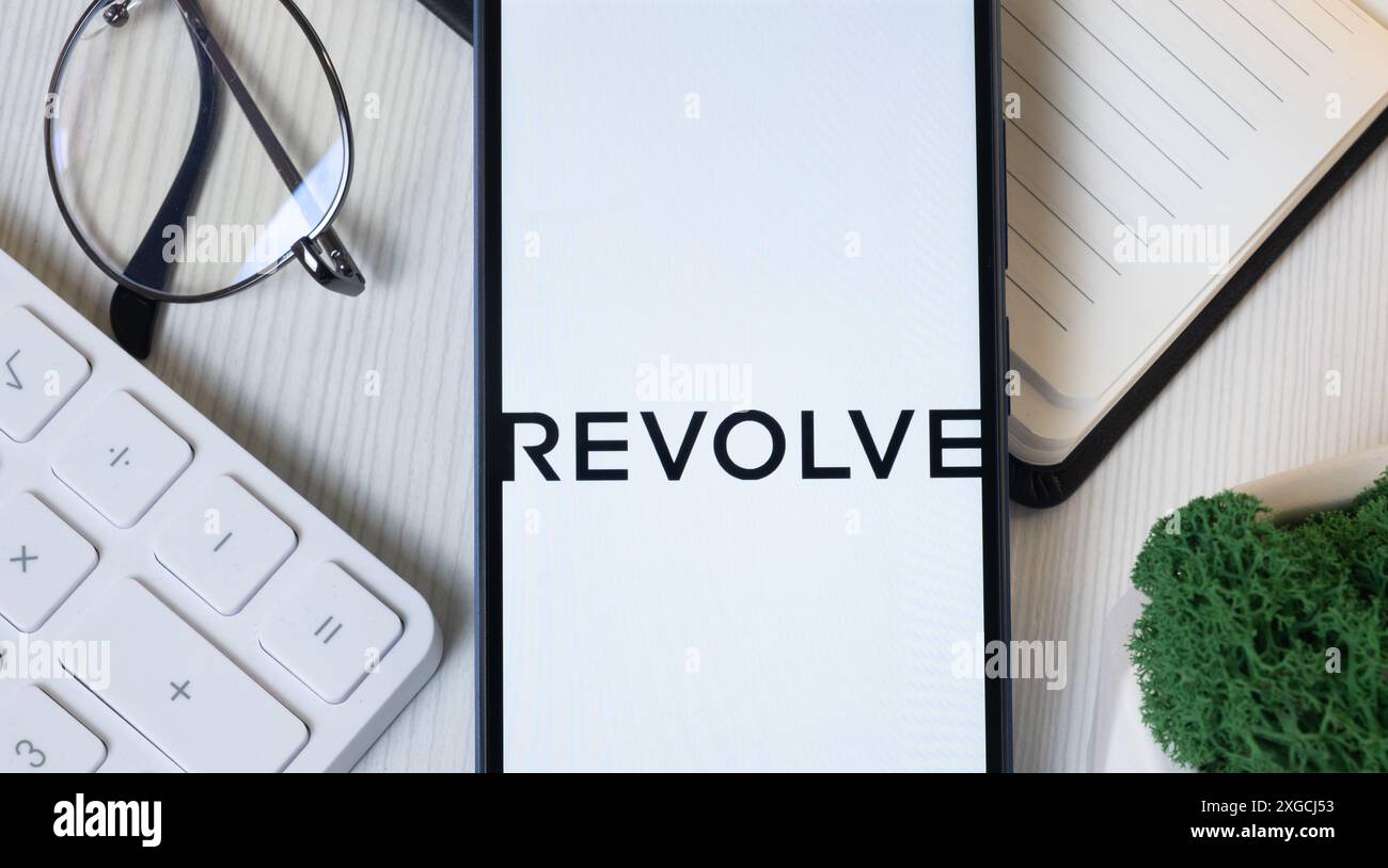 New York, USA - 11 June 2024: Revolve Logo on Phone Screen, Company ...