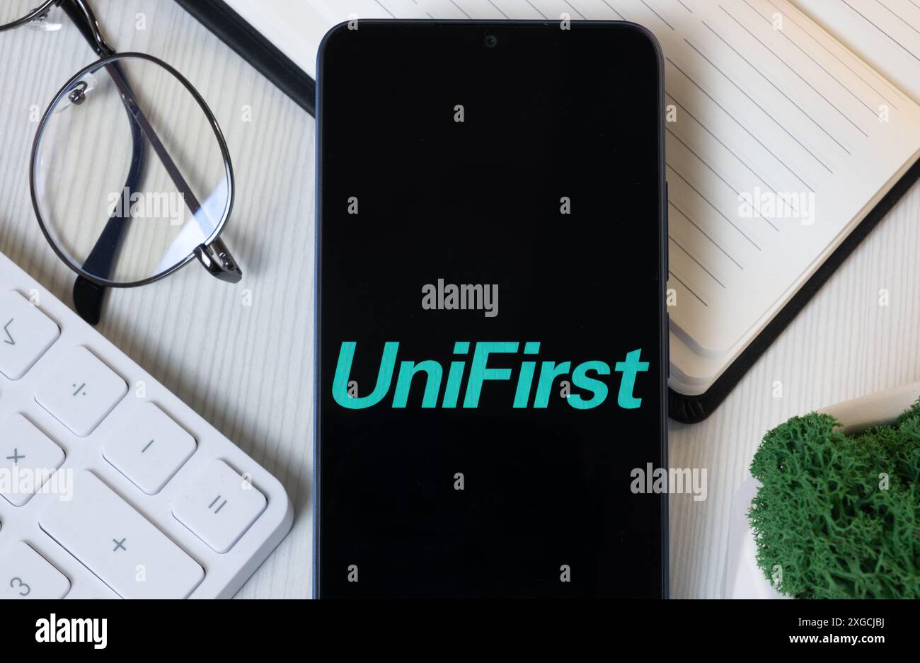 New York, USA - 11 June 2024: UniFirst Logo on Phone Screen, Company ...