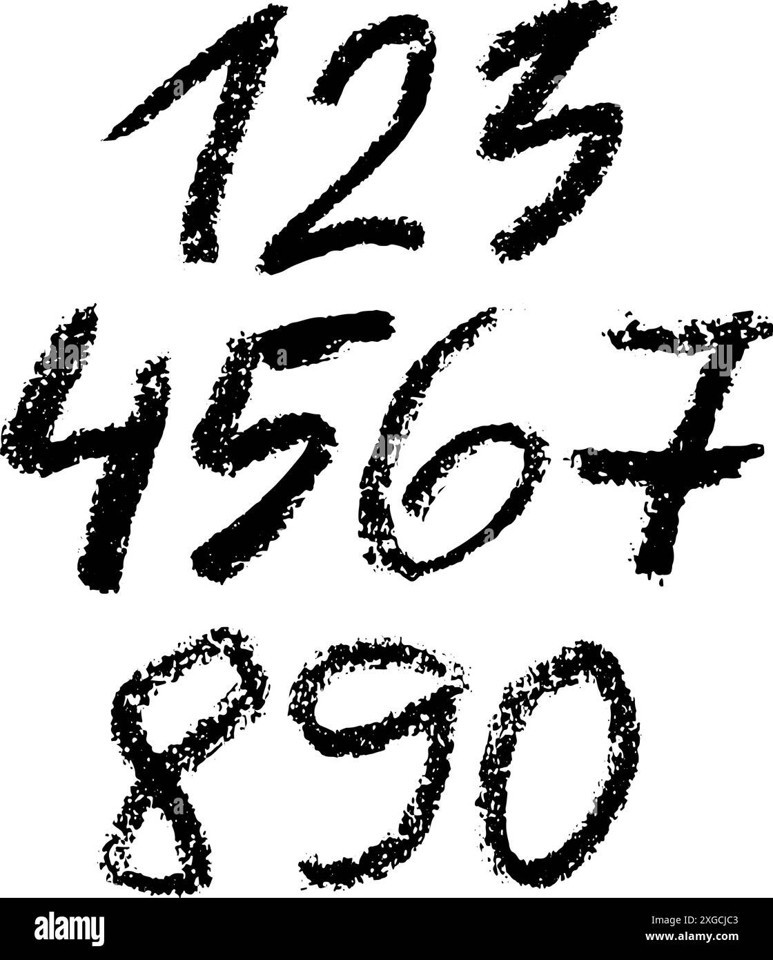 Arabic numerals. Hand Drawn Chalk Textured Numbers Stock Vector Image ...