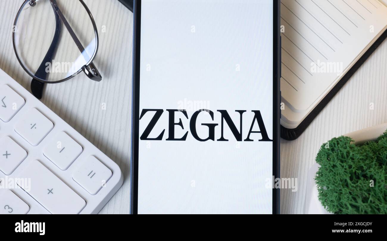 New York, USA - 11 June 2024: Zegna Logo on Phone Screen, Company Icon ...