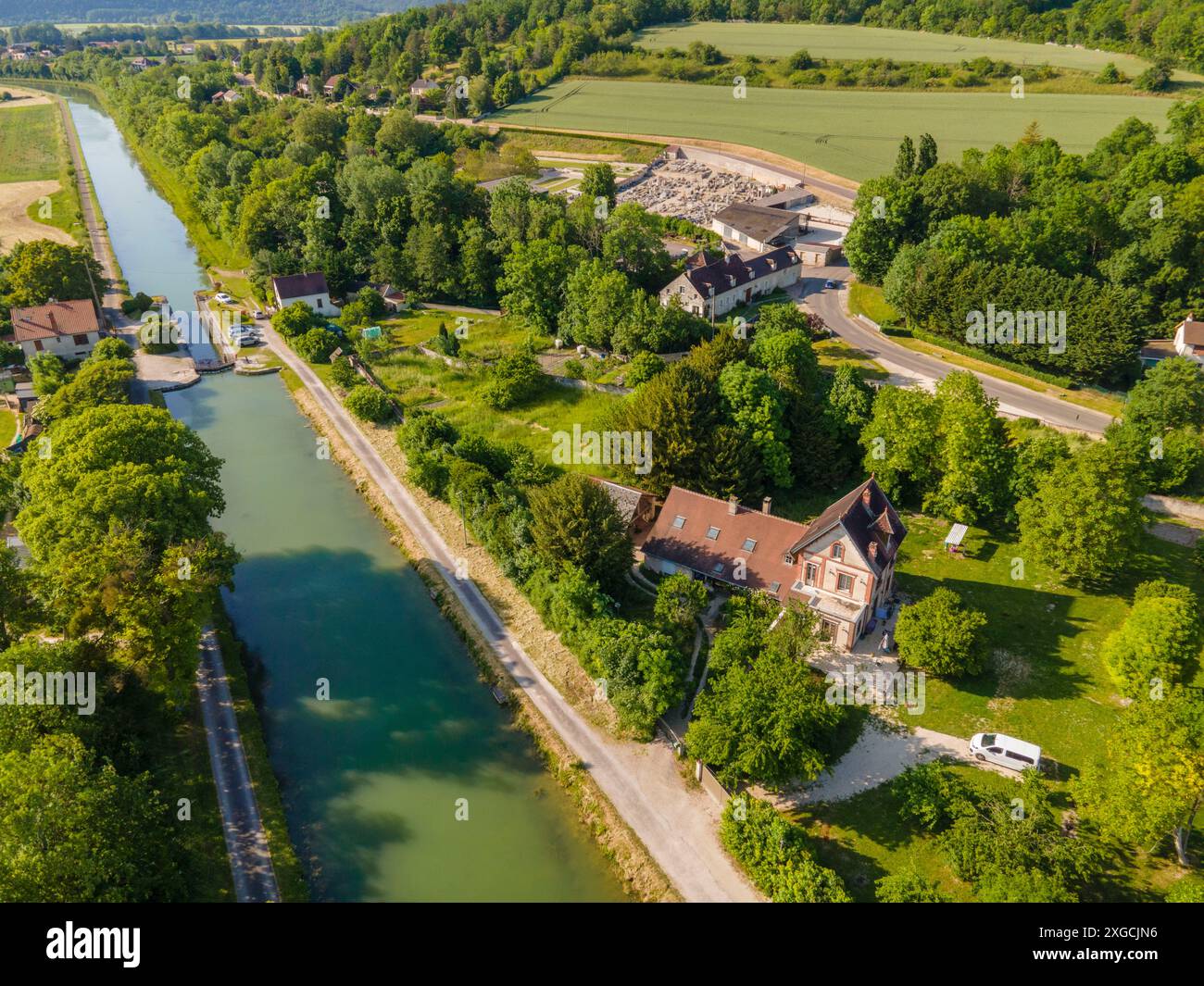 Aerial view burgundy canal hi-res stock photography and images - Alamy