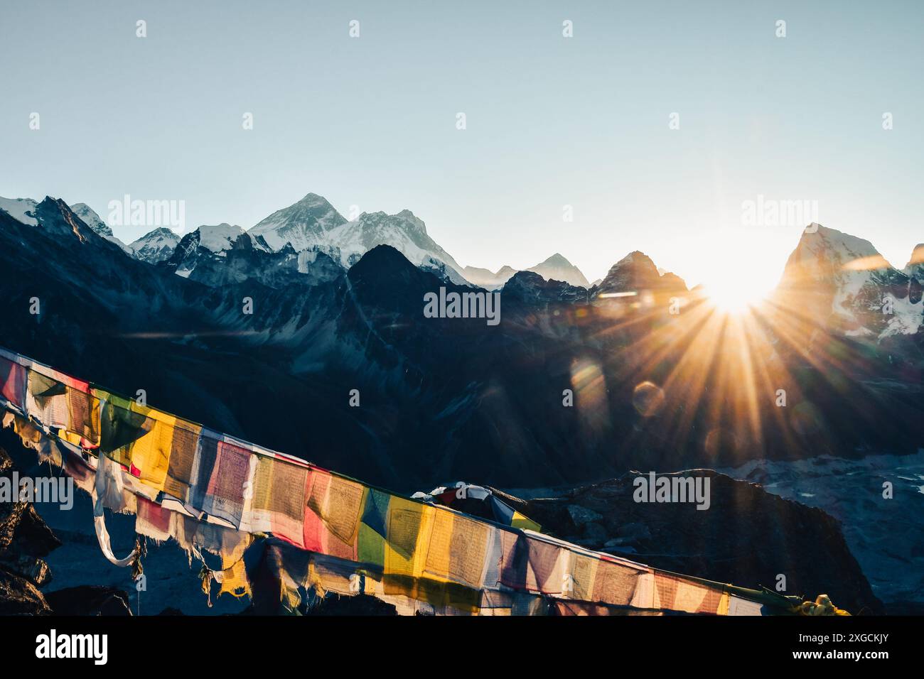 Amazing panorama from Gokyo Ri viewpoint to Mount Everest, Lho La ...