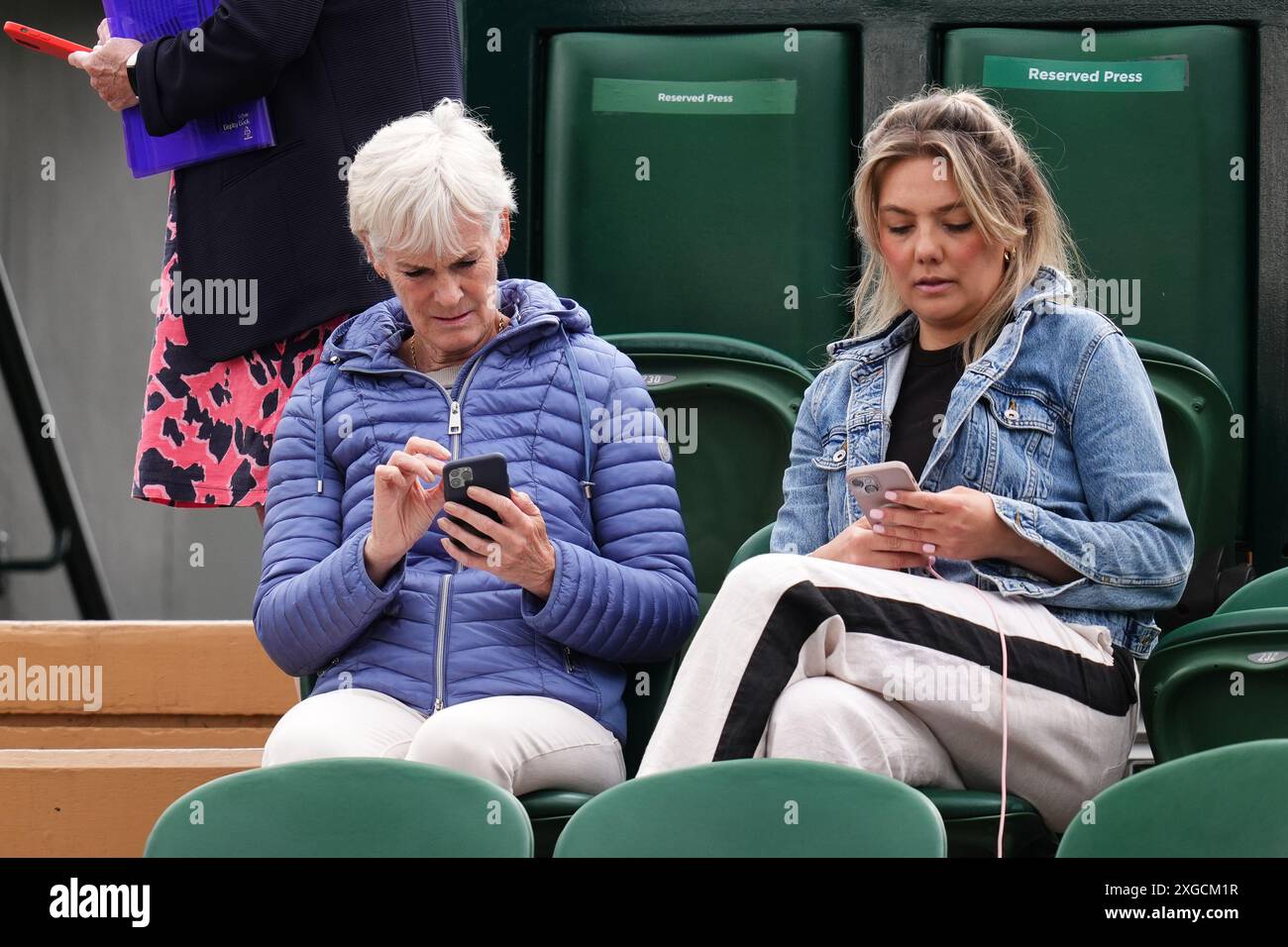 Judy Murray (left) in the stands ahead of watching Jamie Murray in his ...
