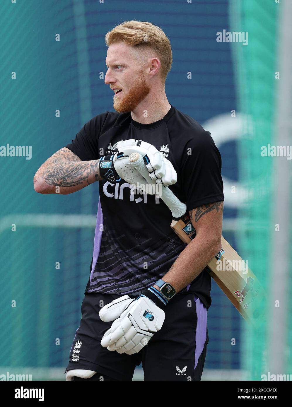 England's Ben Stokes batting during a nets session at Lord's Cricket ...