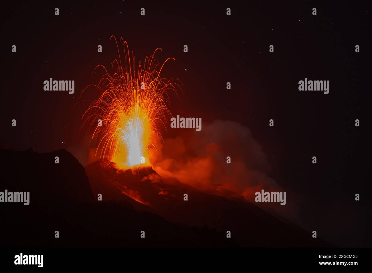 Eruption of Stromboli at night, 2024, Aeolian Islands Stock Photo - Alamy