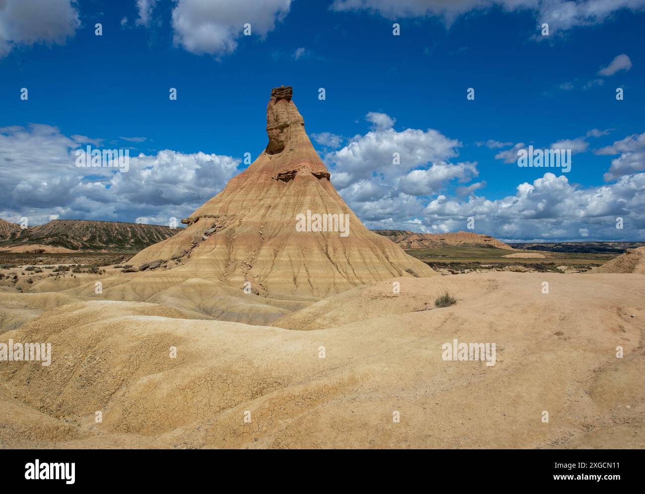 desert of bardenas reales in spain with famous chimney of ...