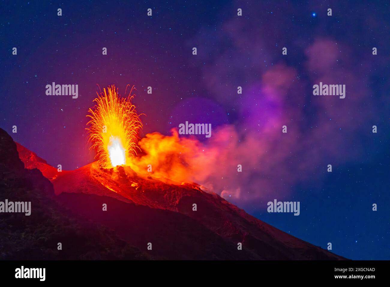 Eruption of Stromboli at night, 2024, Aeolian Islands Stock Photo - Alamy