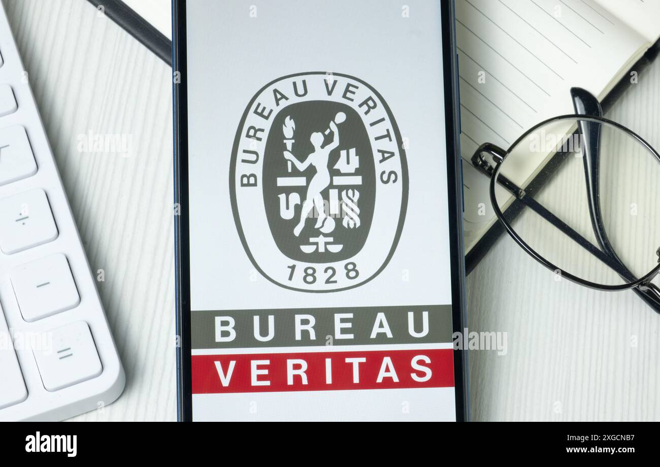 New York, USA - 21 June 2024: Bureau Veritas Logo on Phone Screen ...