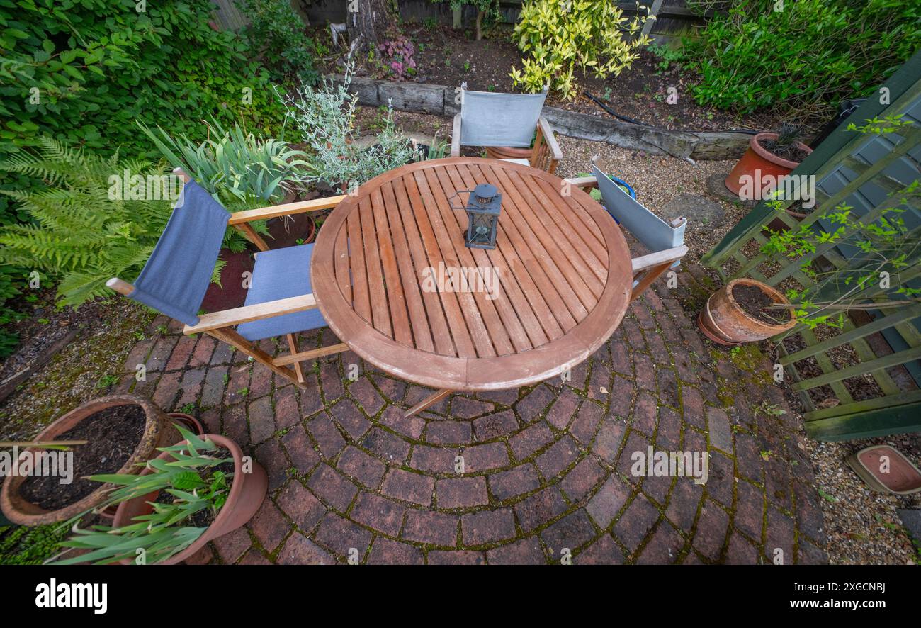 A suburban London garden on a grey summer day, July 2024 Stock Photo ...