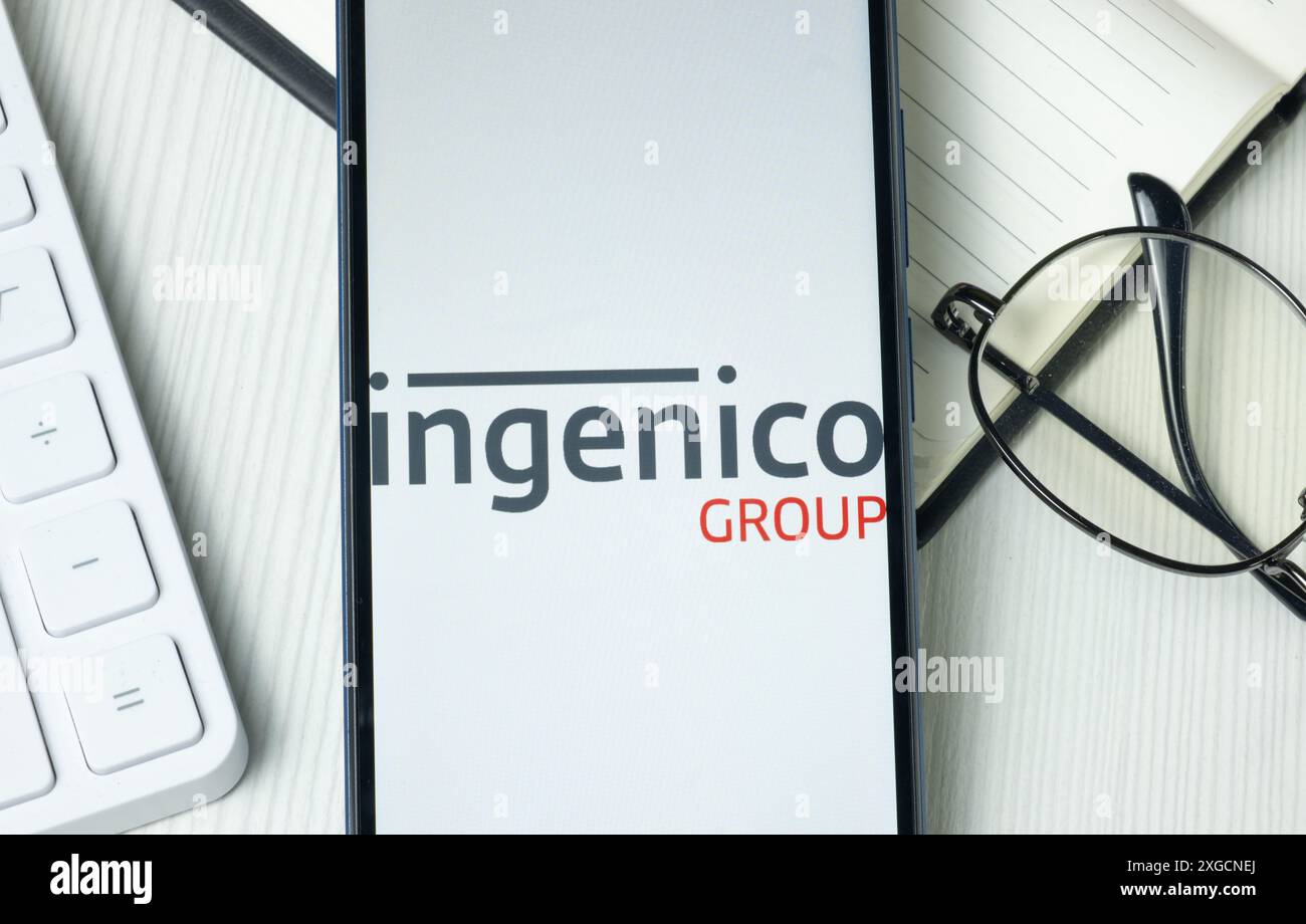 New York, USA - 21 June 2024: Ingenico Logo on Phone Screen, Company ...