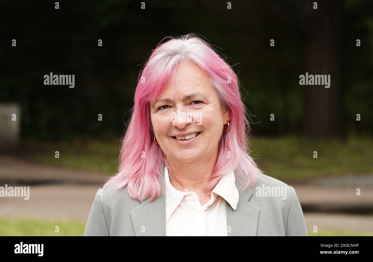 New Plaid Cymru MP Liz Saville Roberts poses for photos on College Green opposite the Palace of ...