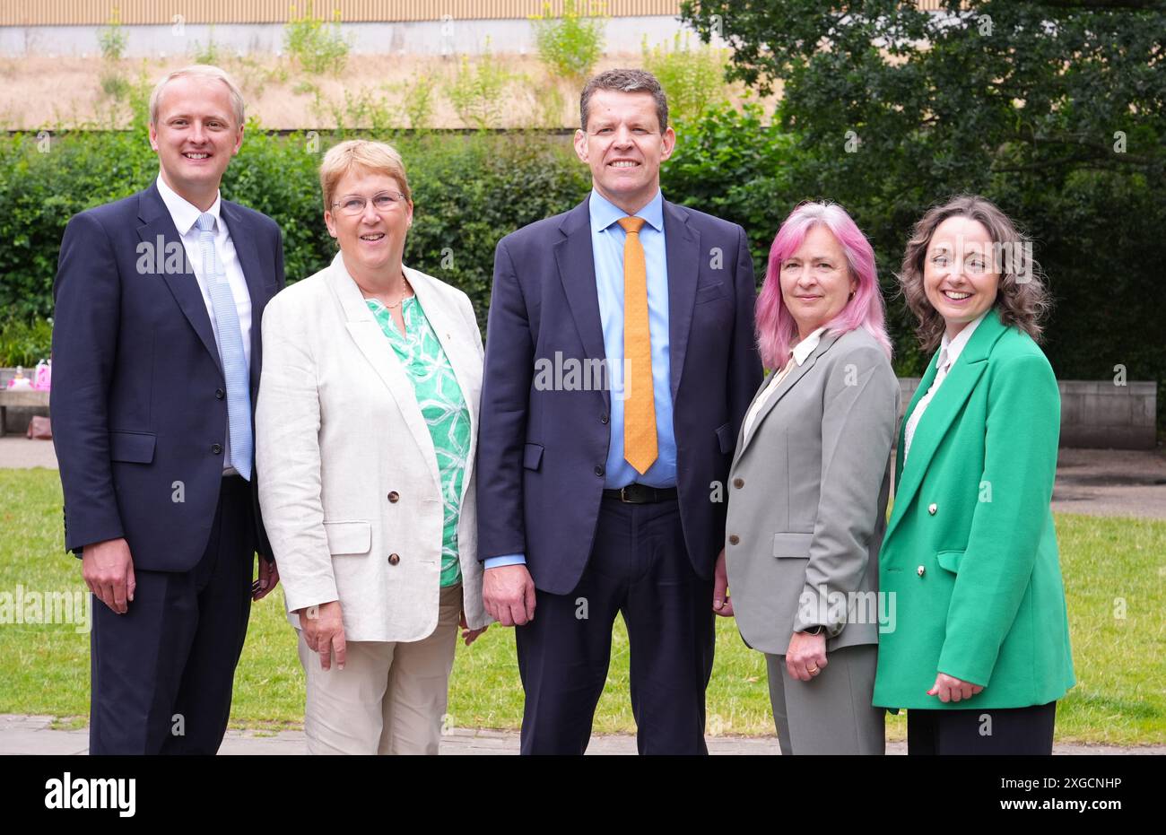 Plaid Cymru Leader Rhun ap Iorwerth (centre), joins the four Plaid ...
