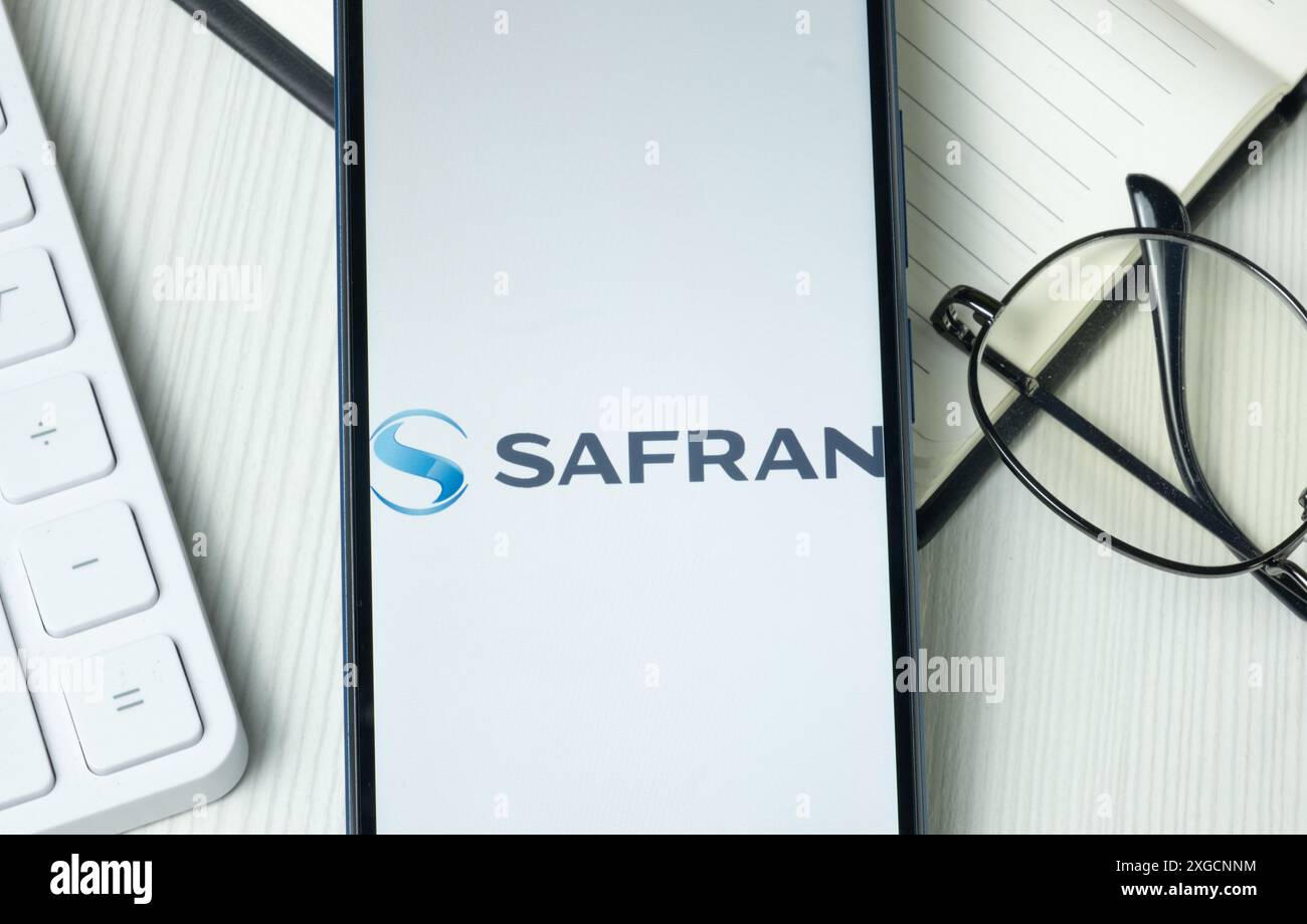 New York, USA - 21 June 2024: Safran Logo on Phone Screen, Company Icon ...