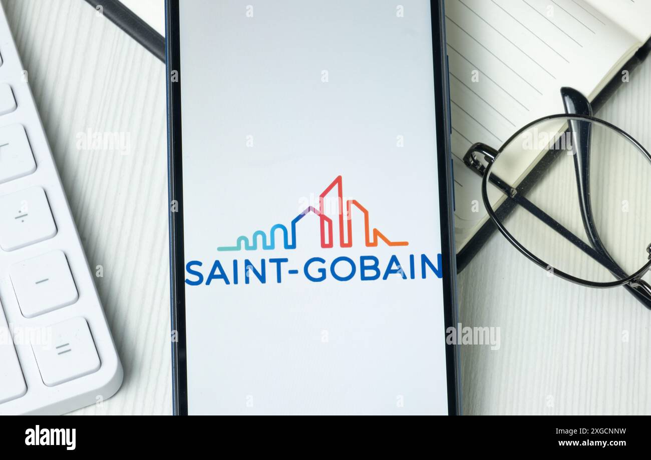 New York, USA - 21 June 2024: Compagnie de Saint-Gobain Logo on Phone ...