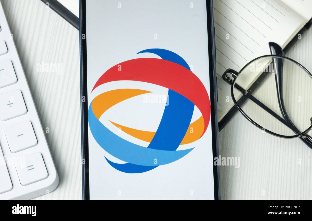 New York, USA - 21 June 2024: Total Logo on Phone Screen, Company Icon ...