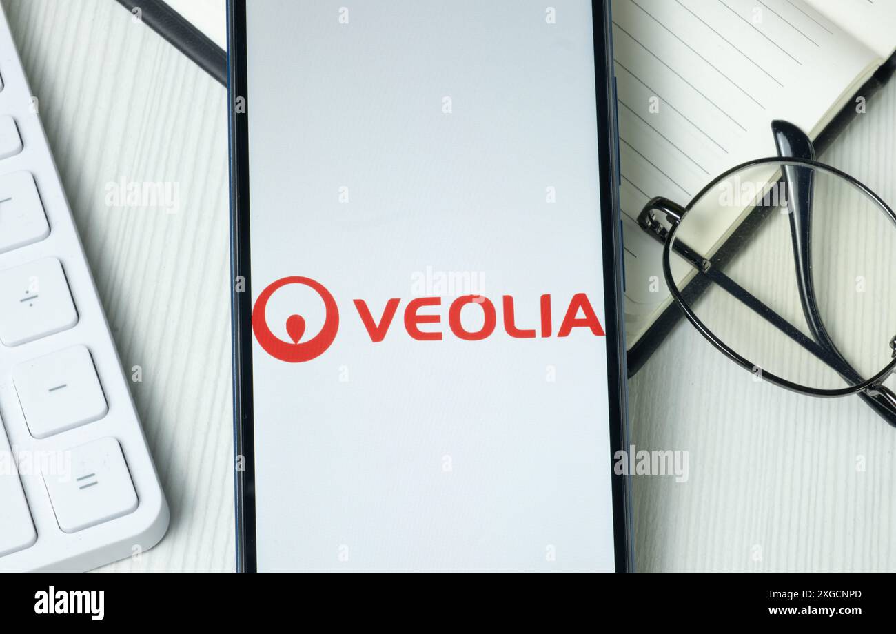 New York, USA - 21 June 2024: Veolia Logo on Phone Screen, Company Icon ...