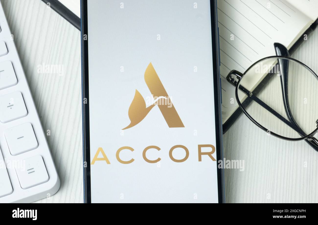 New York, USA - 21 June 2024: Accor Logo on Phone Screen, Company Icon ...
