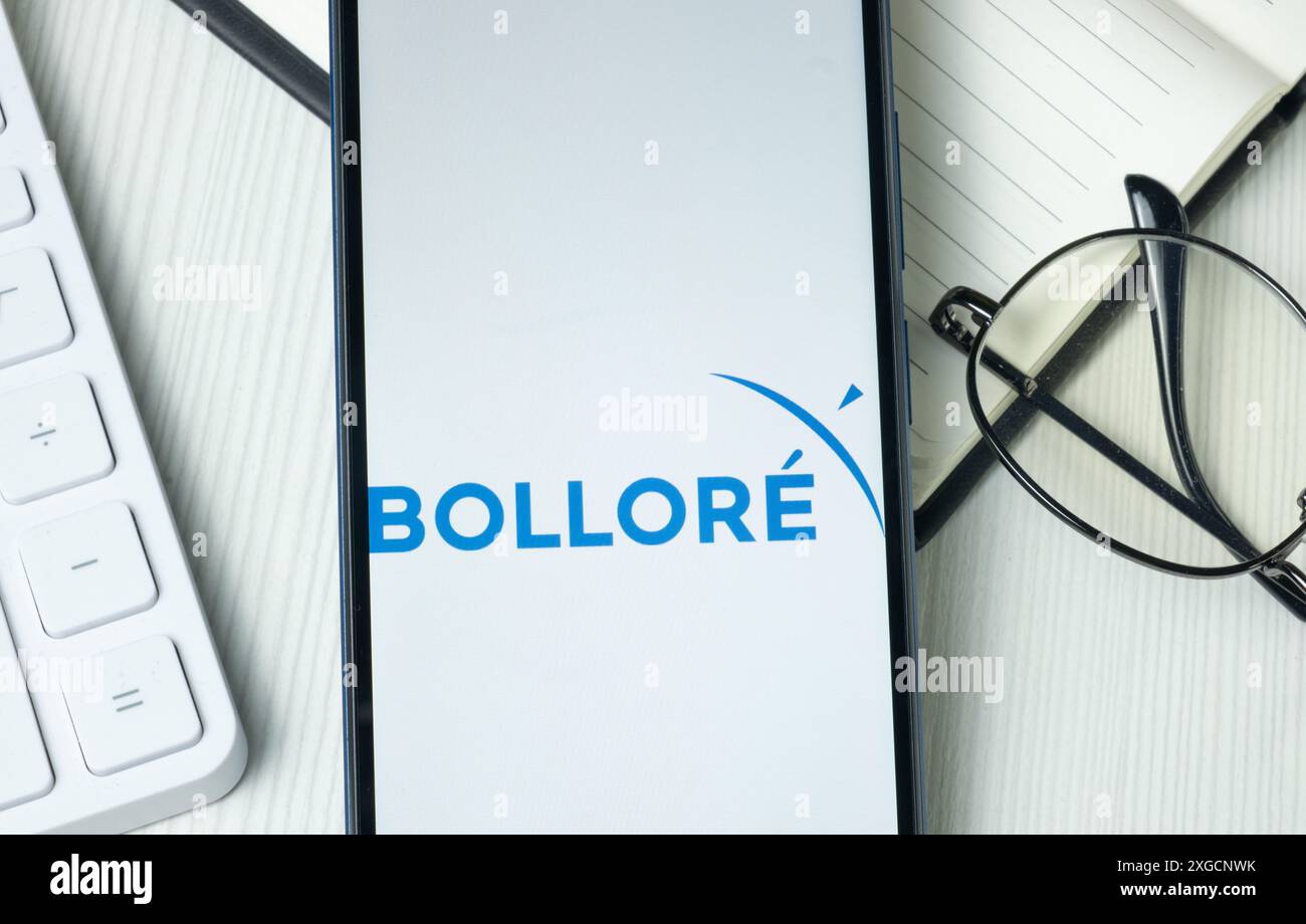 New York, USA - 21 June 2024: Bollore Logo on Phone Screen, Company ...