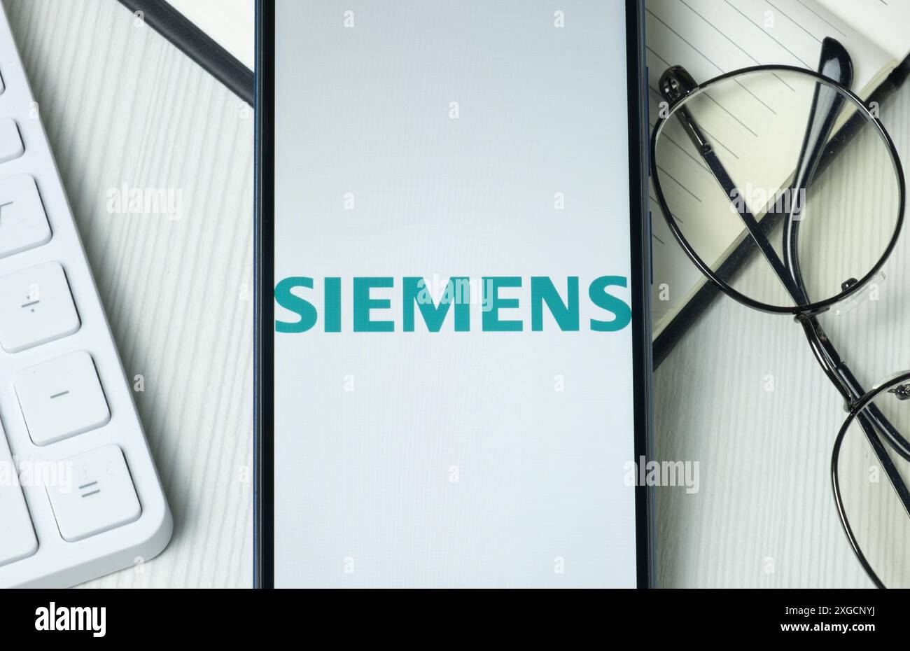 New York, USA - 21 June 2024: Siemens Logo on Phone Screen, Company ...