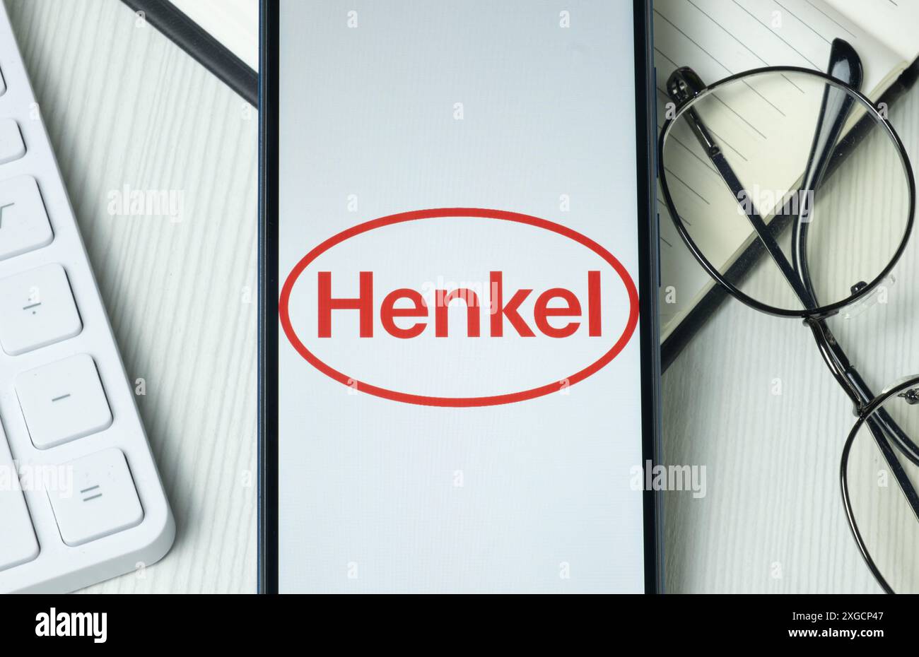 New York, USA - 21 June 2024: Henkel Logo on Phone Screen, Company Icon ...