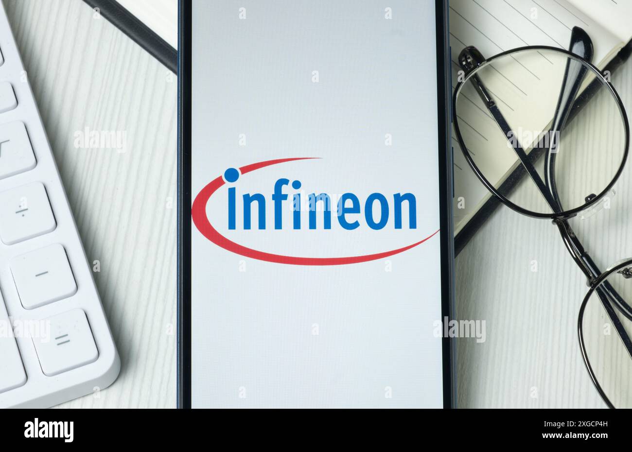 New York, USA - 21 June 2024: Infineon Logo on Phone Screen, Company ...